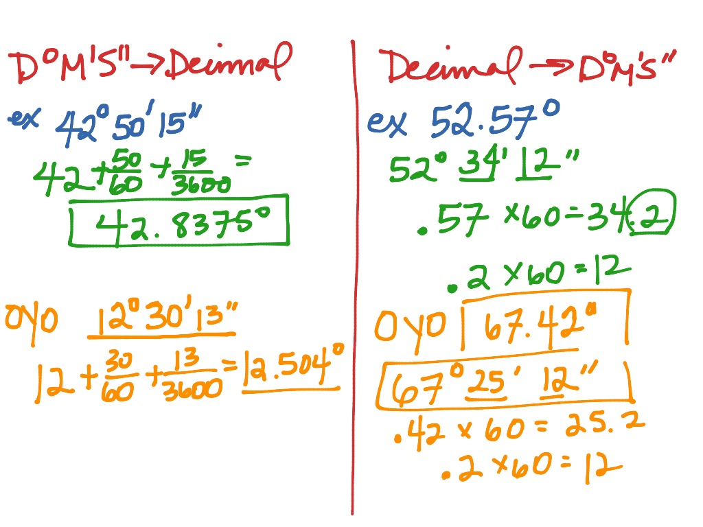 Converting DMS to Decimal and visa versa | Math, Trigonometry | ShowMe