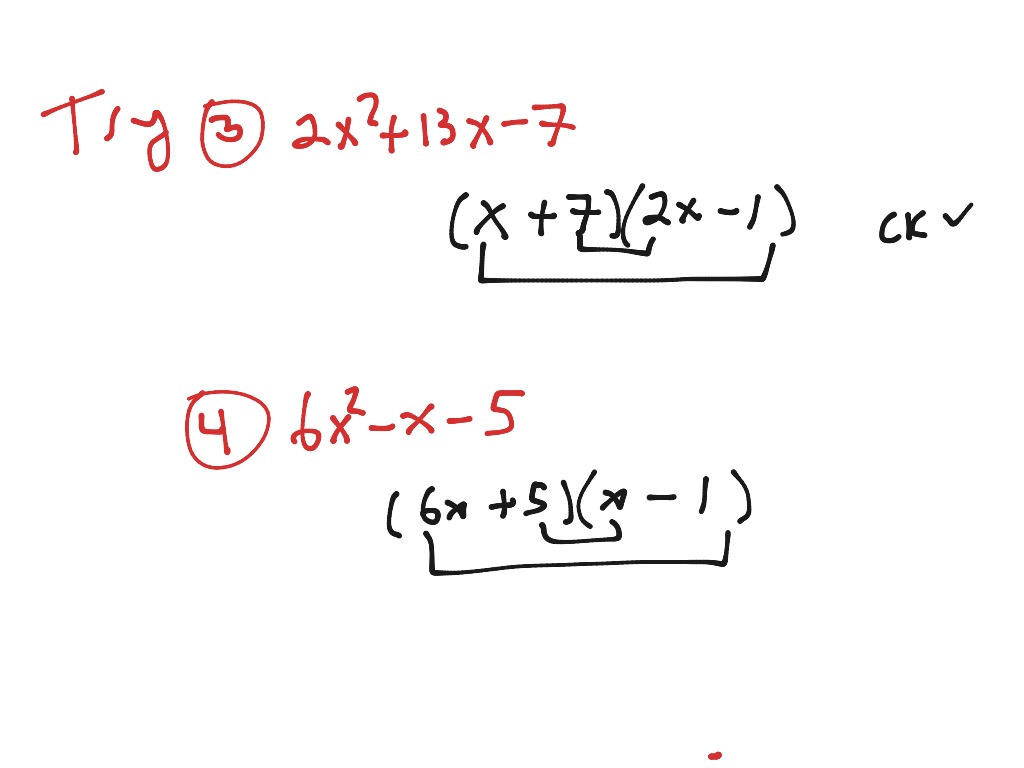 Factoring trinomials ax^2 + bx + c | Math, Algebra | ShowMe