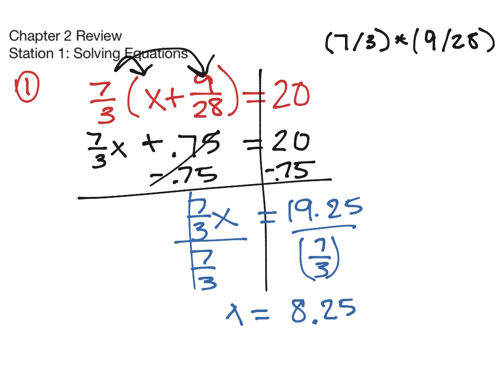 Chapter 2 Review Station 1 Solving Equations Math Algebra Solving