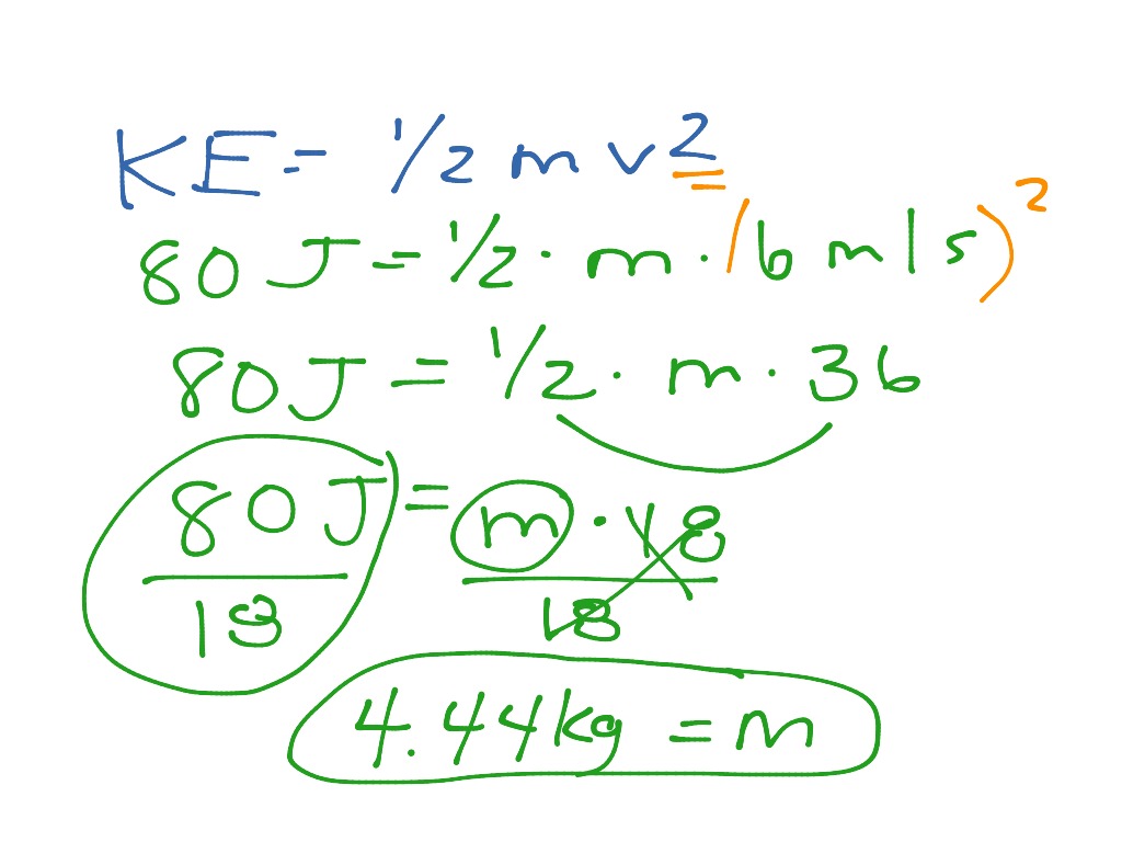 PE and KE Math Problems | Science, Physics | ShowMe
