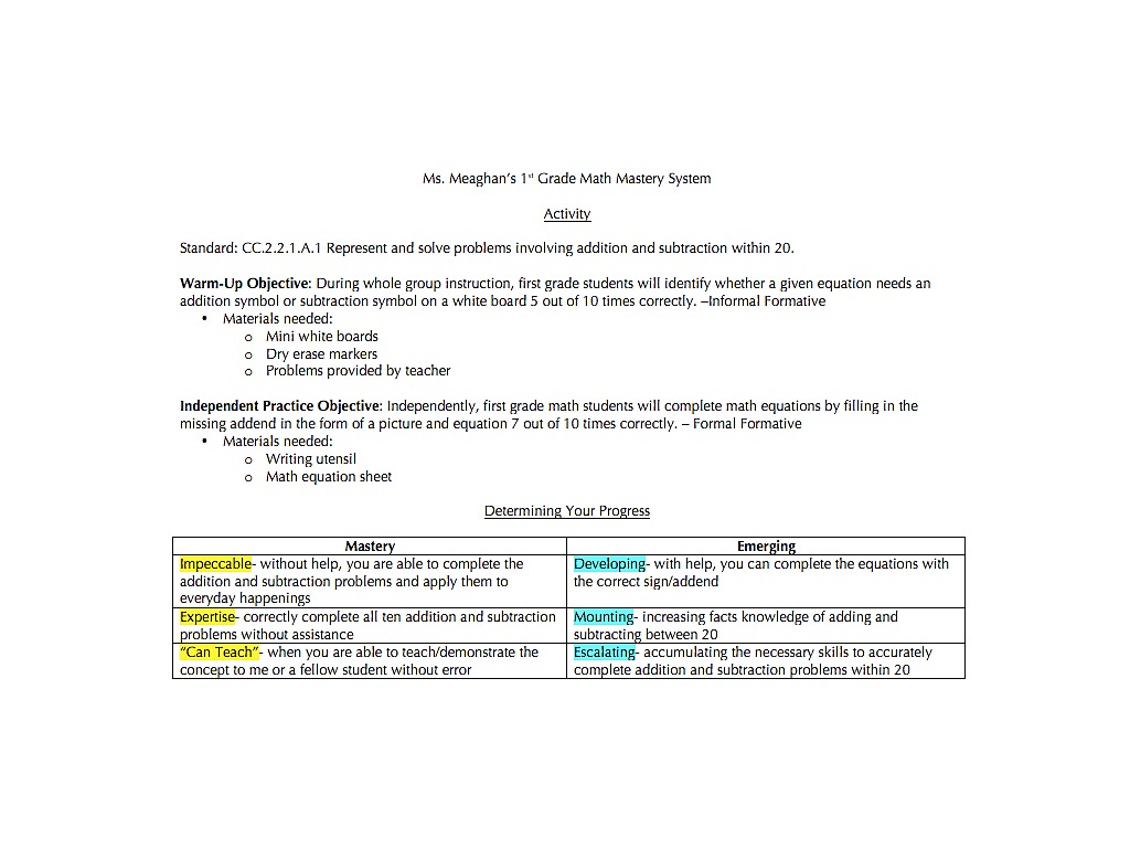 Mastery Scale Explanation | Assessment | ShowMe