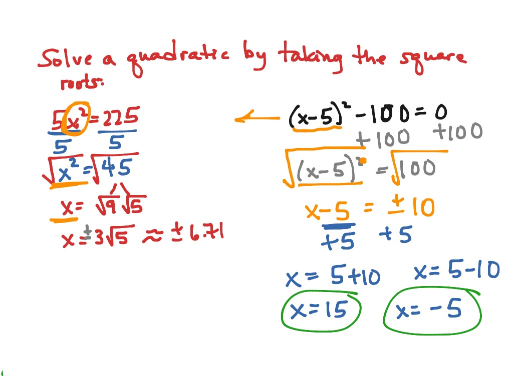 ShowMe - solving quadratic equations using square roots with parentheses ShowMe - solving quadratic equations using square roots with parentheses