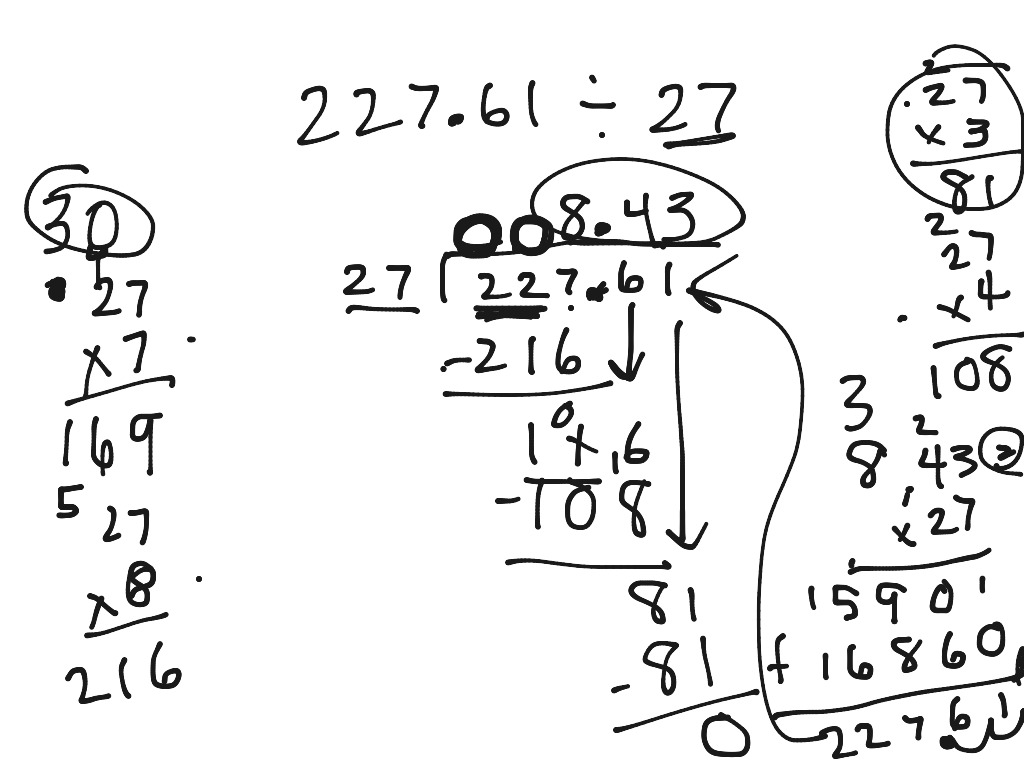 Decimal by 2 Digit Whole Number Division | Math | ShowMe