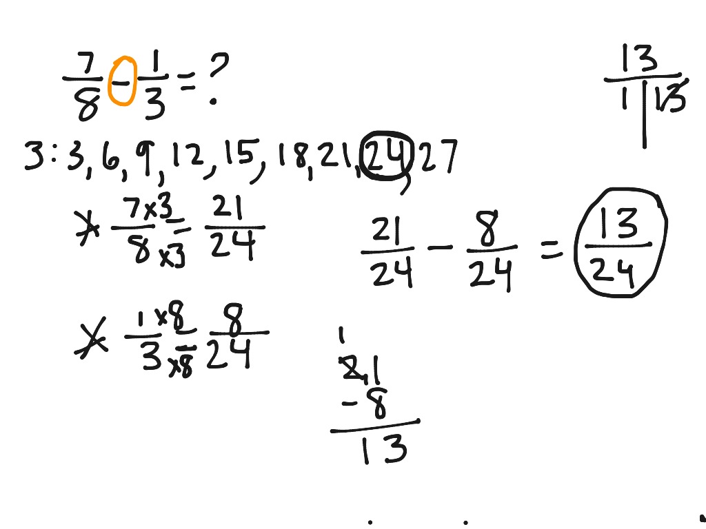 ShowMe - Subtracting fractions with unlike denominators