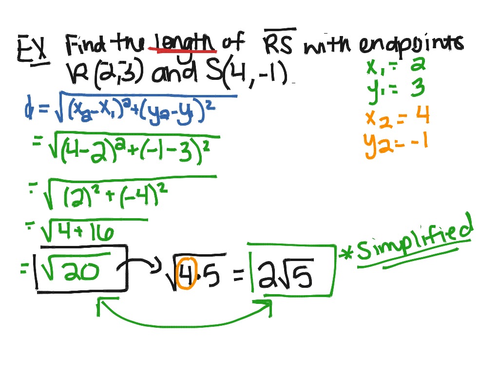 Midpoint and Distance | Math, geometry, lines | ShowMe