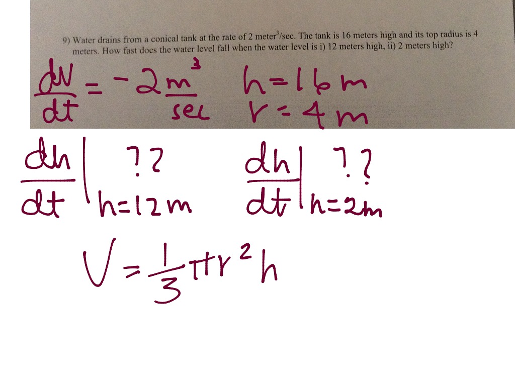 Related Rates | Math, Calculus, Derivatives and Differentiation | ShowMe