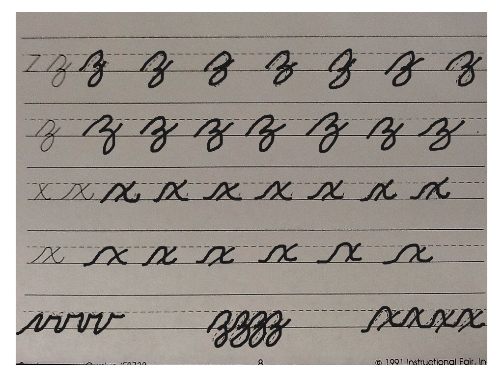 Cursive x and continue | Cursive | ShowMe