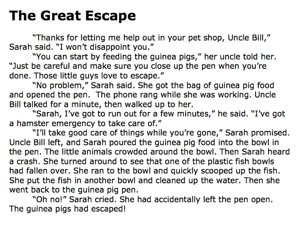 The Great Escape | Reading | ShowMe