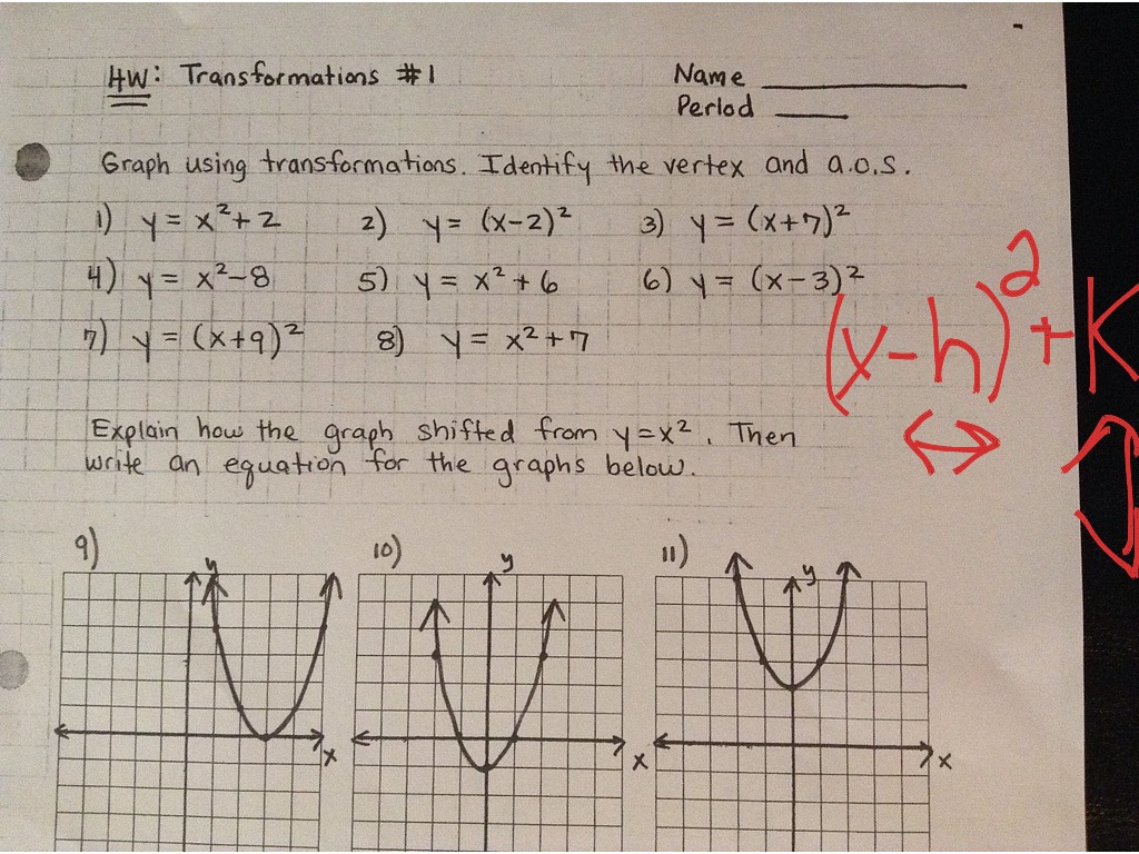 Transformations Day 1 copy | Math, Algebra, Graphing, quadratics | ShowMe