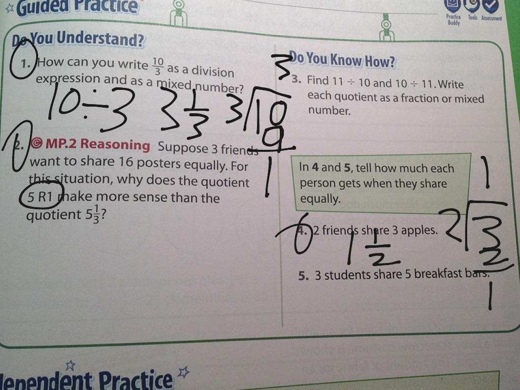 Fractions as a Mixed Number or a Quotient | Math | ShowMe