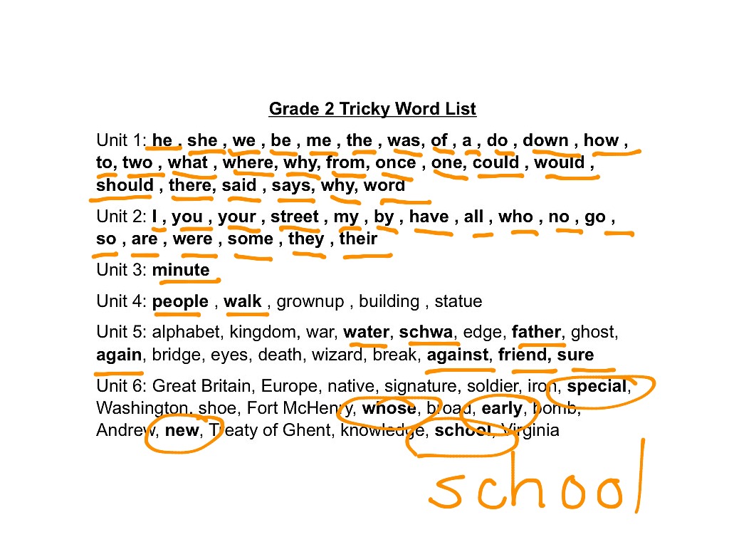 Grade 2 tricky words | english, Reading, Spelling | ShowMe