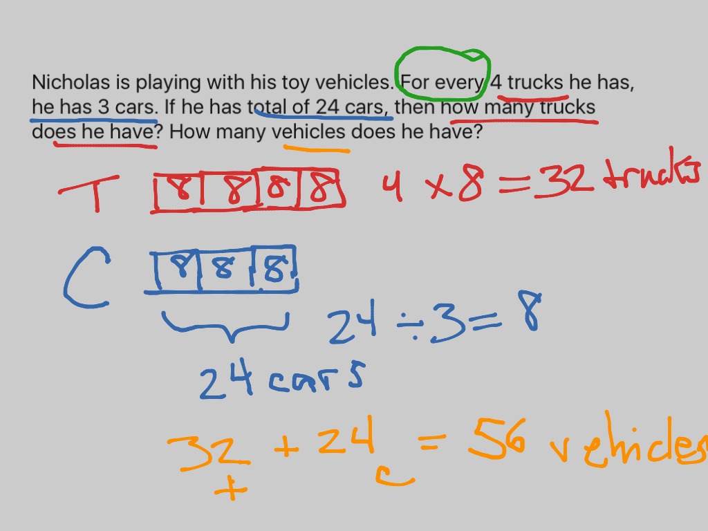 Basic Ratio Relationship Word Problems | ShowMe