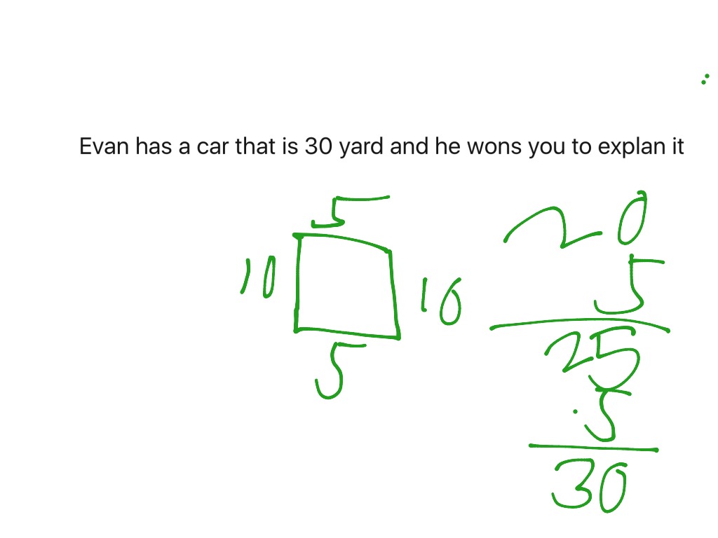 Evan . Area problem | Math, math 4th grade | ShowMe