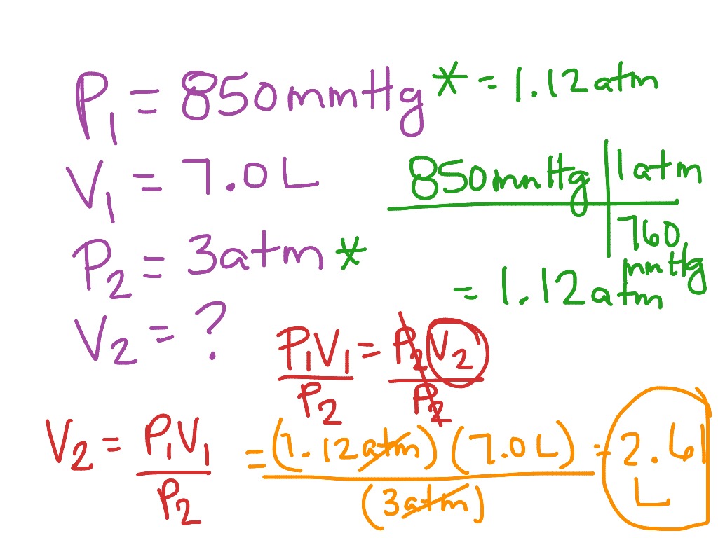 Boyle's Law w/ pressure conversion | Science | ShowMe