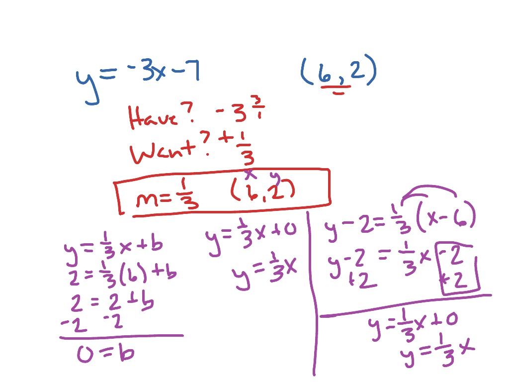Equation for perpendicular lines | Math | ShowMe