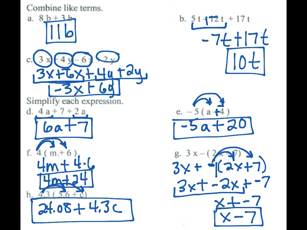 8.8C Combining Like Terms | Math | ShowMe
