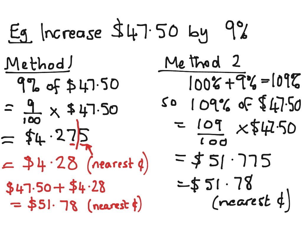 Increase an Amount by a Percentage | Math | ShowMe