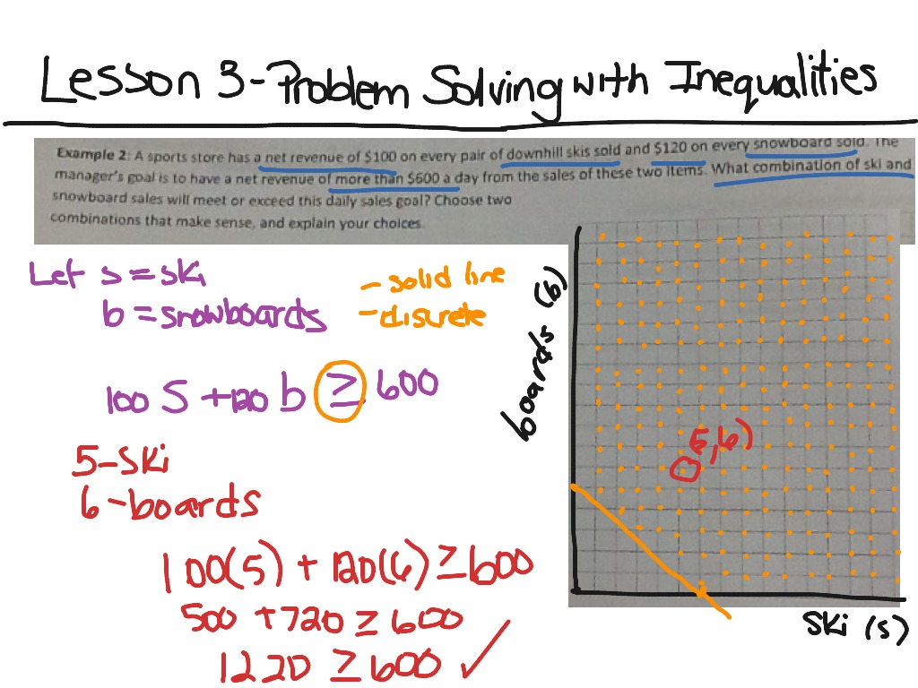 F20 - 7.3 - Problem Solving with Linear Inequalities | Math | ShowMe
