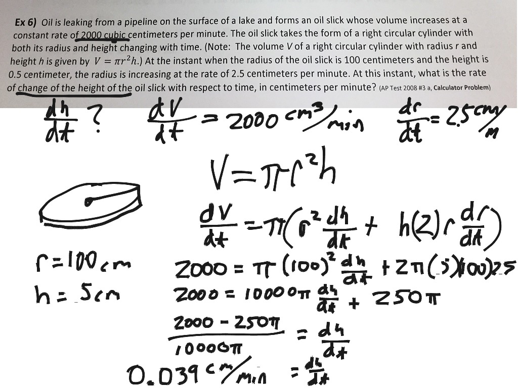 Notes 2.6 Related Rates - Example 6 | Math | ShowMe