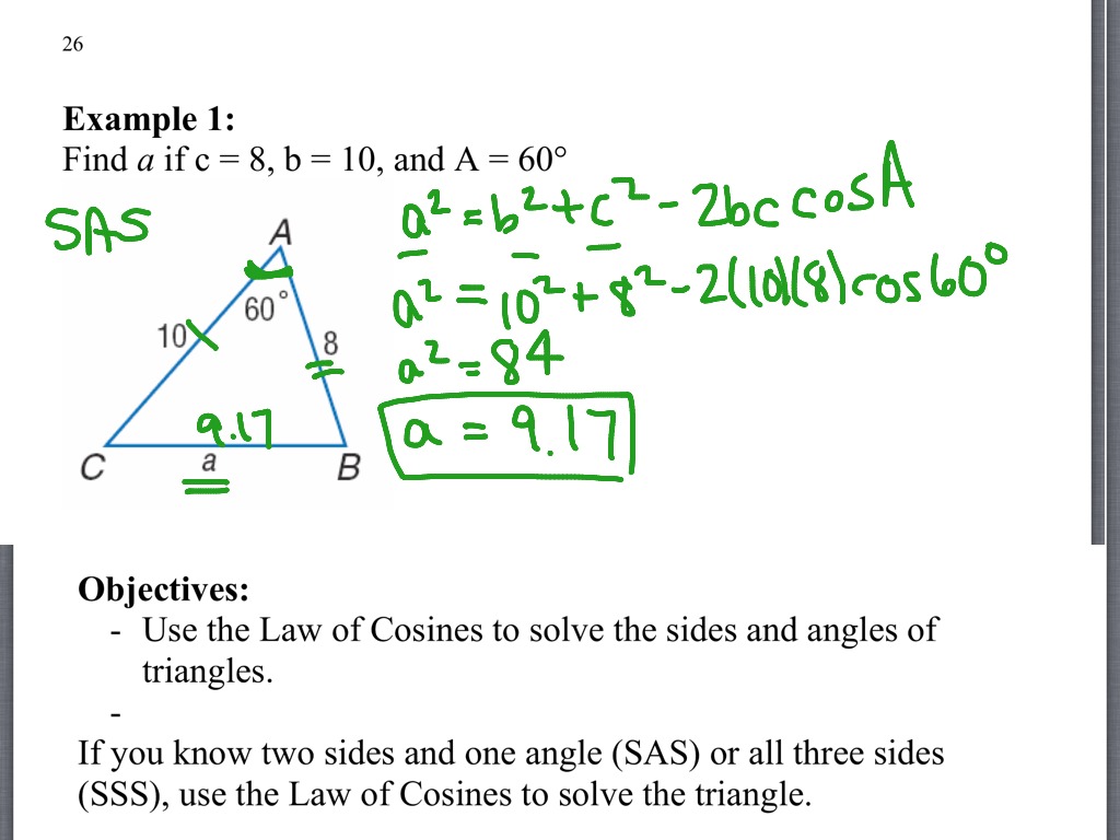 7-7 videoA | Math, geometry, Law of Cosines | ShowMe