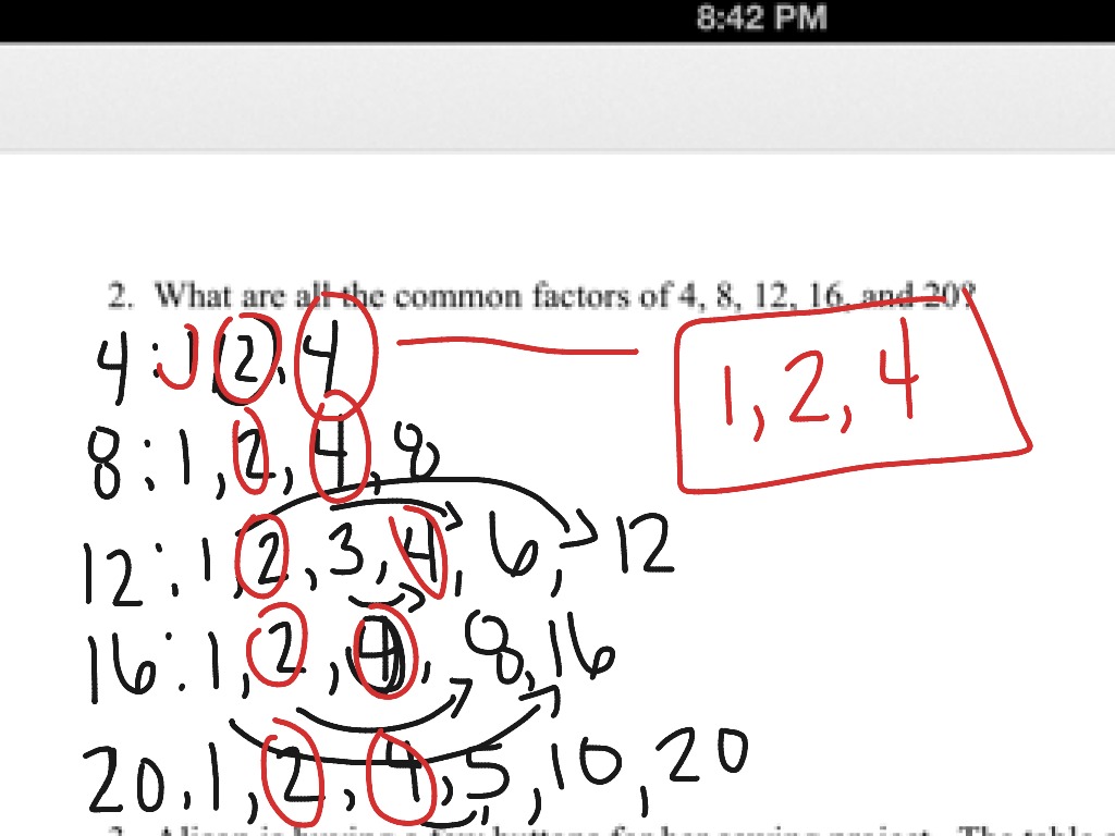 UPSL 100 # 2 | Math, Factors, greatest common factor | ShowMe