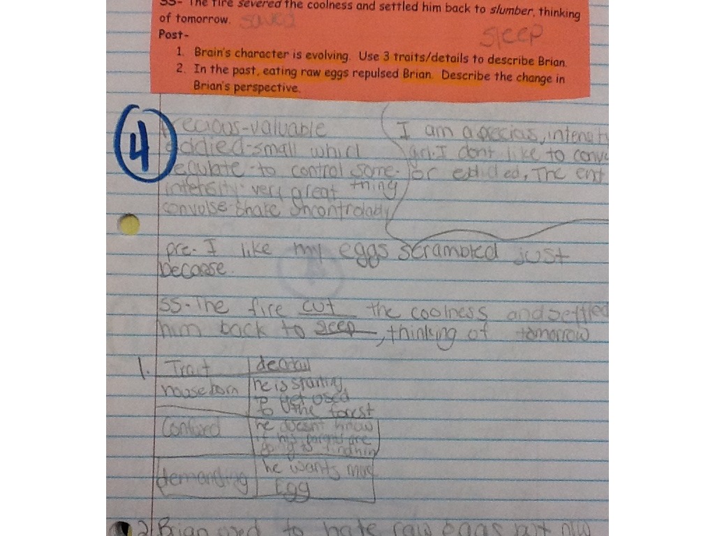 Hatchet, chapter 10 3 tiers | english, Reading | ShowMe