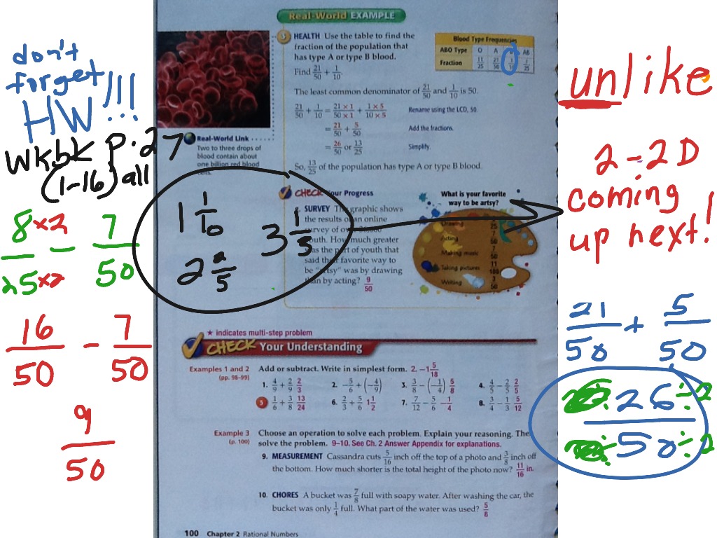 Lesson: Section 2-2 (B & C) | Math, adding and subtracting fractions ...