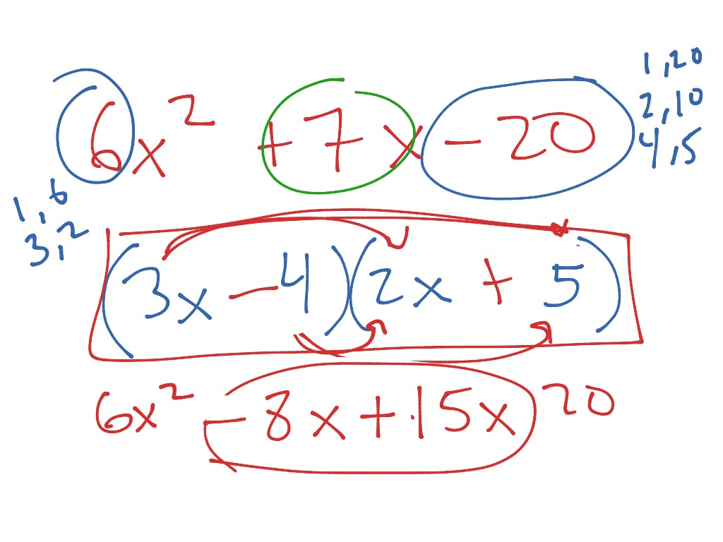 9.6 factoring trinomials of the type ax^2+bx+c | Math, Algebra, Factoring | ShowMe