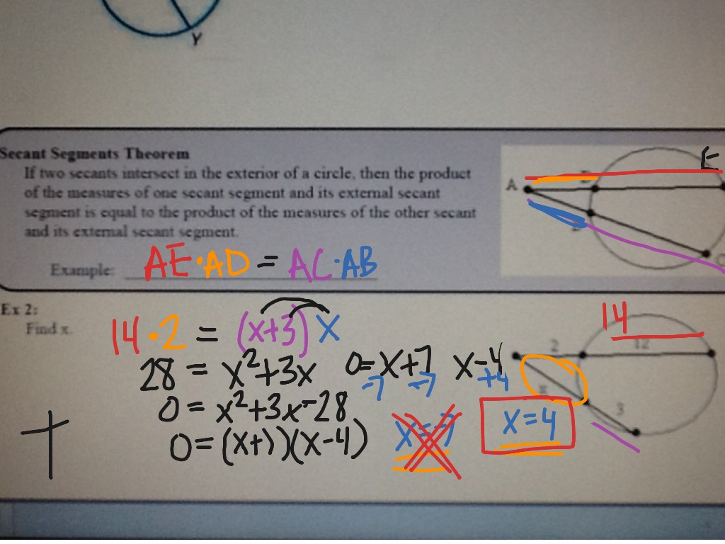 10.7 Secant Segments Theorem | Math | ShowMe