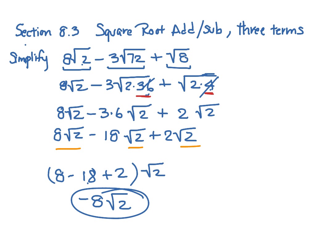 MAT 0028 ALEKS Module 8: Square root addition or subtraction with three ...