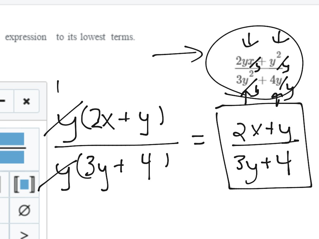 Reducing rational expressions | Math, Algebra | ShowMe