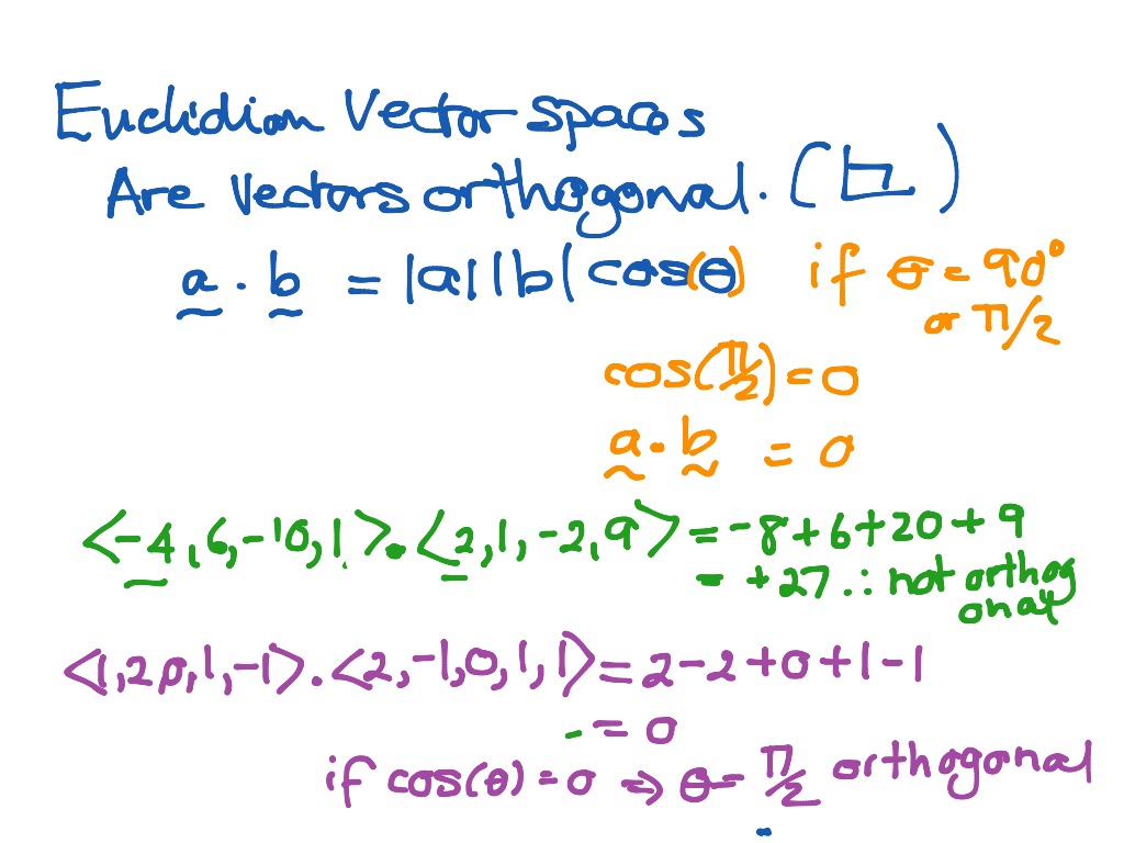 Are the given vectors orthogonal? | Math, geometry | ShowMe
