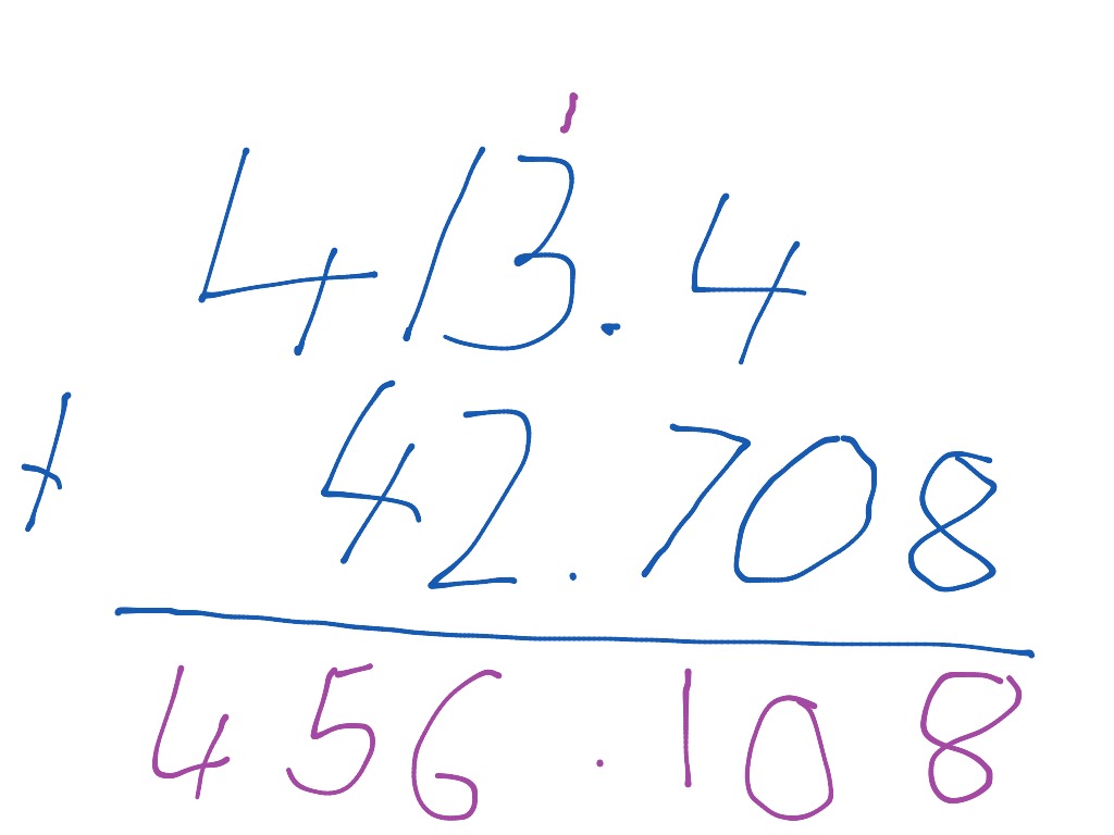Decimal adding | Math | ShowMe