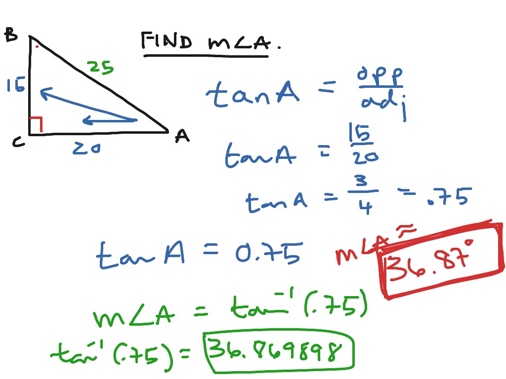 Geometry 7 7 Inverse Tangent To Find Angle Measure Math Geometry