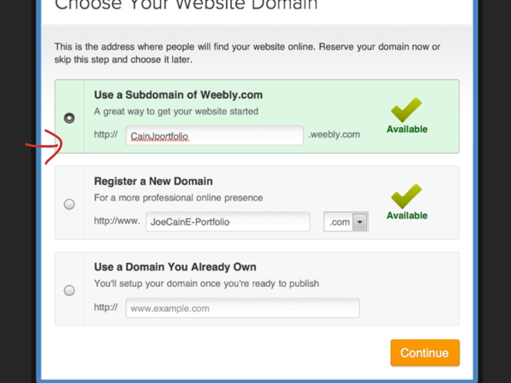 Step 3: creating a portfolio domain | Art | ShowMe