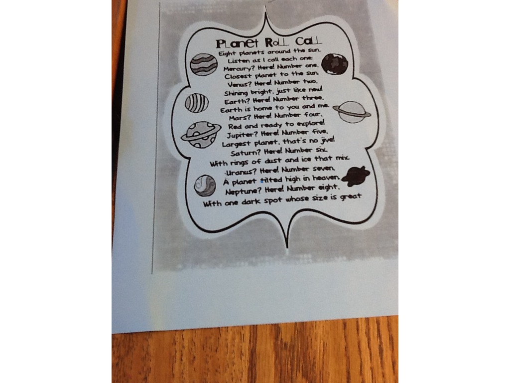 Poem Planet roll call | Language | ShowMe