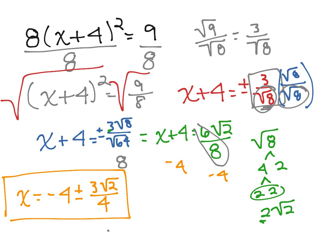 ShowMe - solving quadratic equations using square roots with parentheses ShowMe - solving quadratic equations using square roots with parentheses