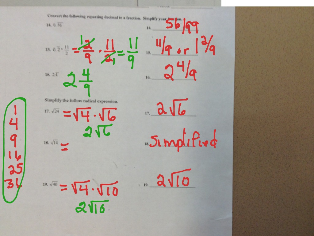 M8 Unit 2 Corrections | Math | ShowMe