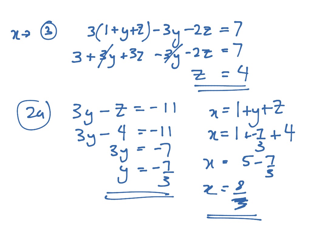 Simultaneous Eq with 3 unknowns p3 | Math, Algebra, Systems of ...