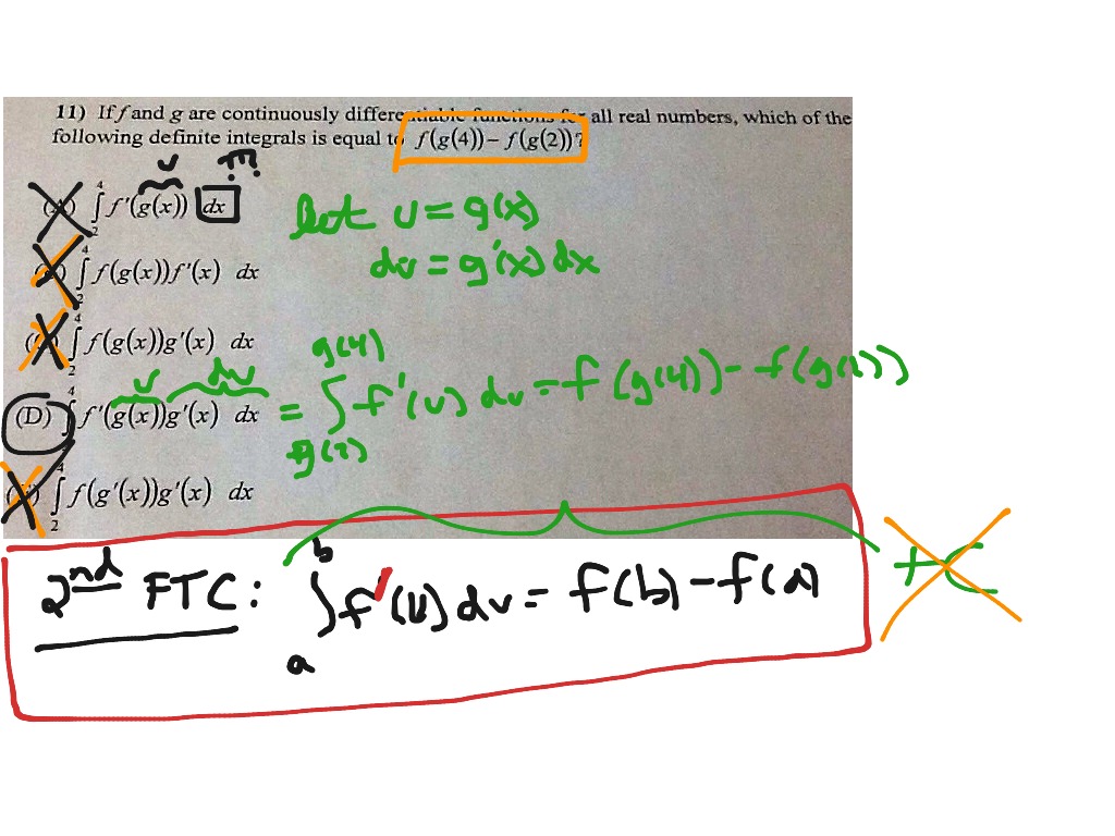 U sub practice test #11 | Math, Calculus | ShowMe