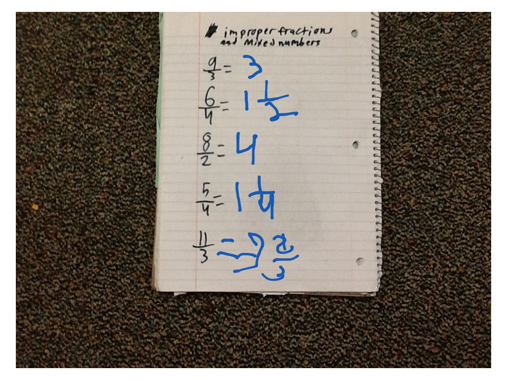 Random guy improper fractions | Math | ShowMe