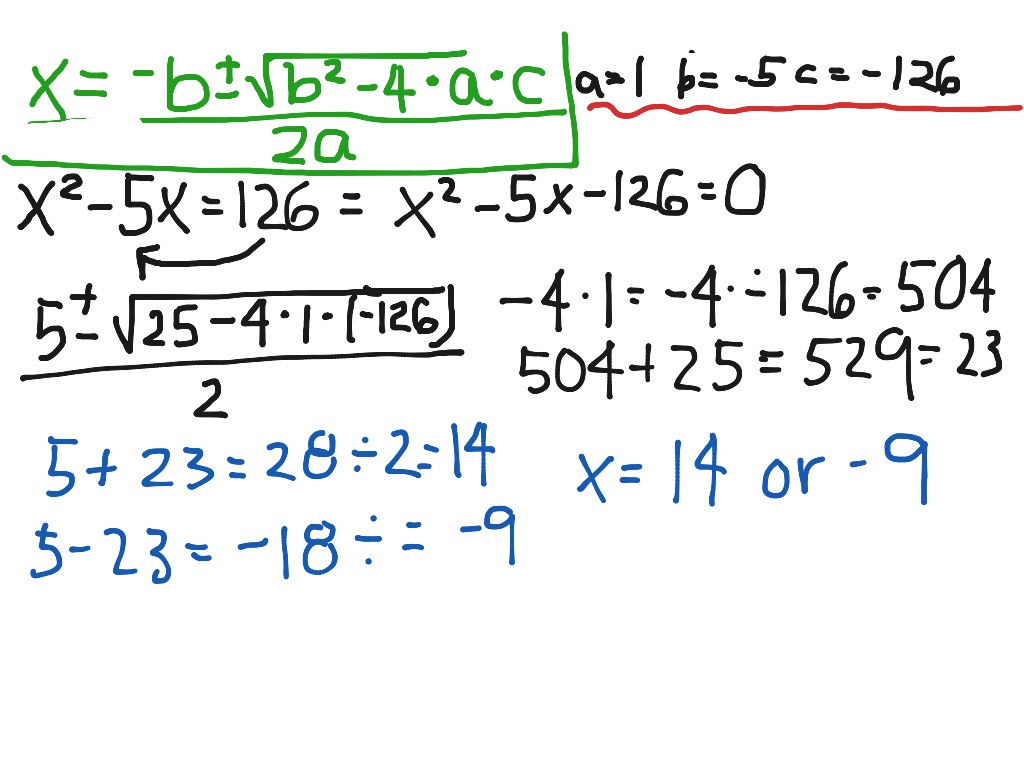 Solving an equation using the quadratic formula | Math, Algebra ...