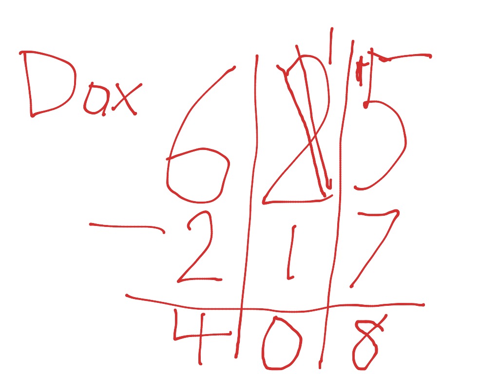 Dax subtraction | Math | ShowMe
