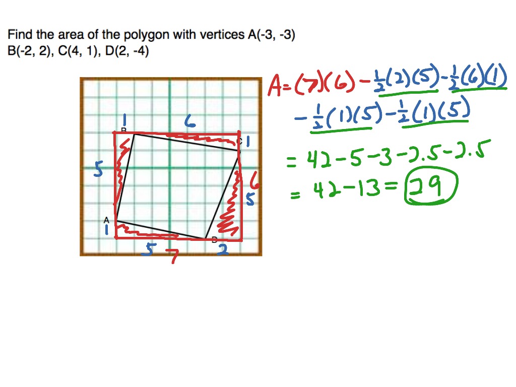 9-4 ex. 3 Quadrilateral Area on a Graph | Math, geometry, area | ShowMe