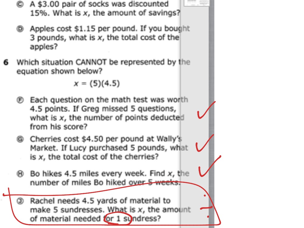 Choose a situation | Math | ShowMe