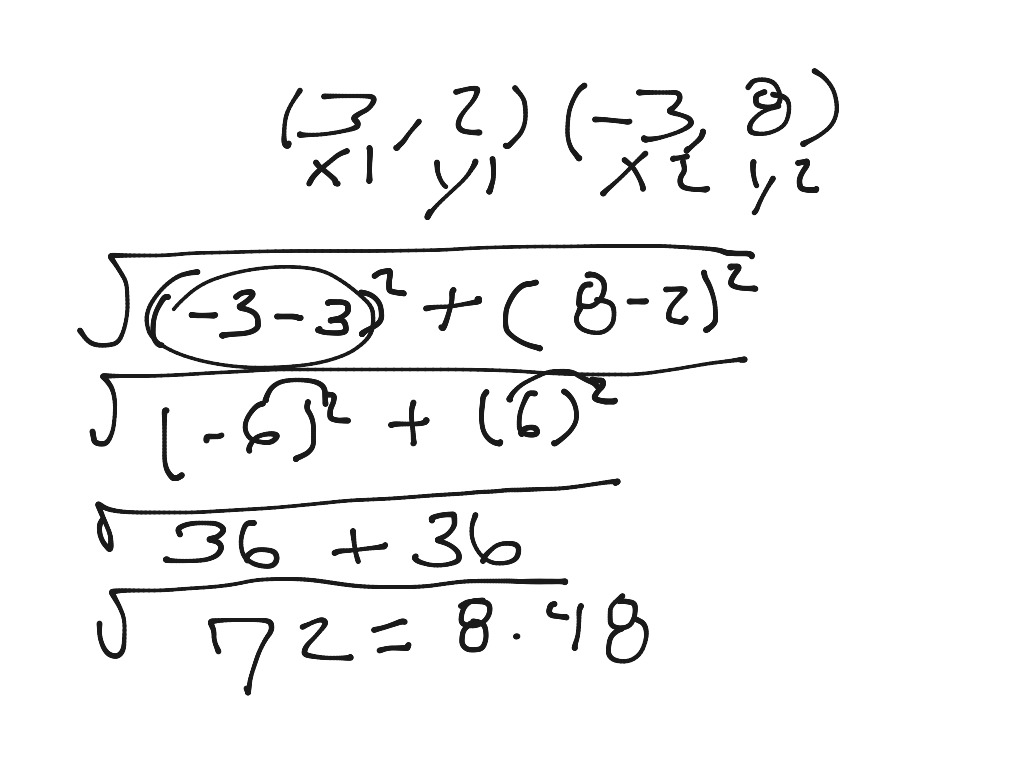 Distance formula | Math | ShowMe