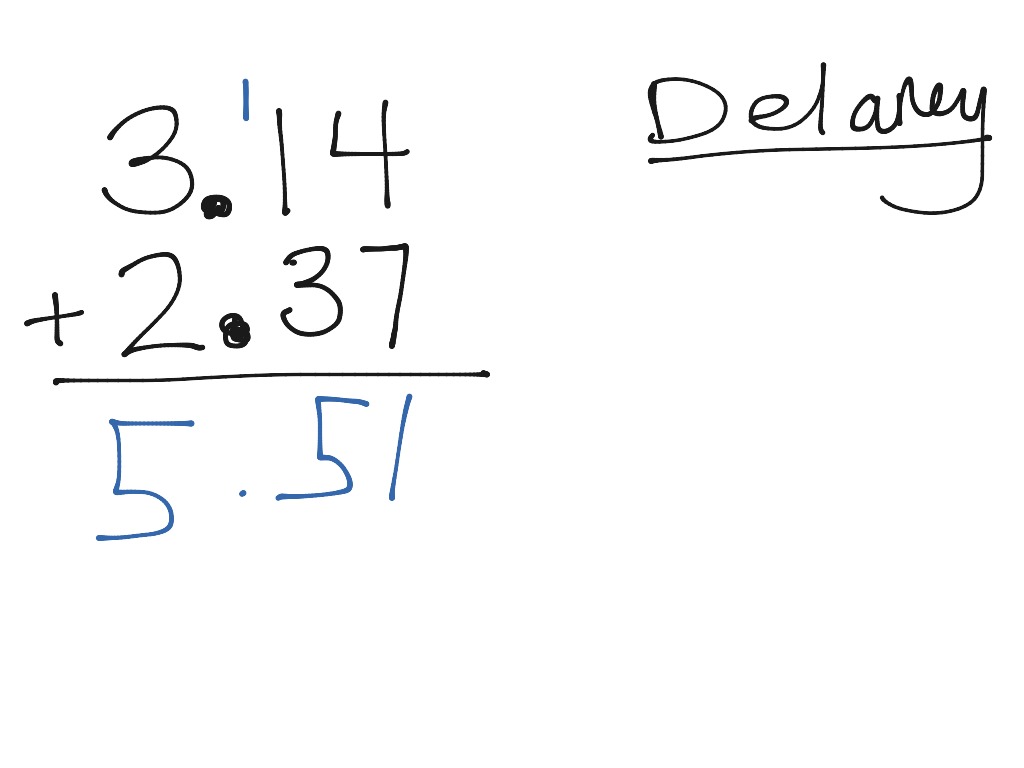 Delaney with adding decimals | Math | ShowMe