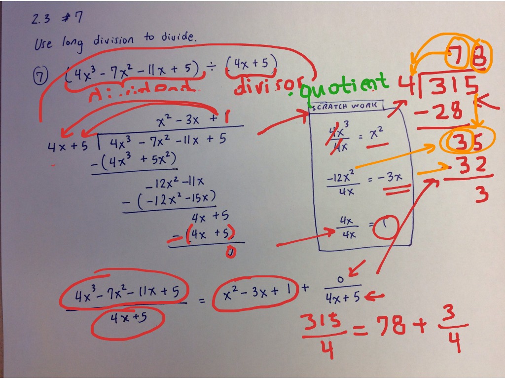 2.3 No. 7 Polynomial Long Division | Math, Precalculus | ShowMe