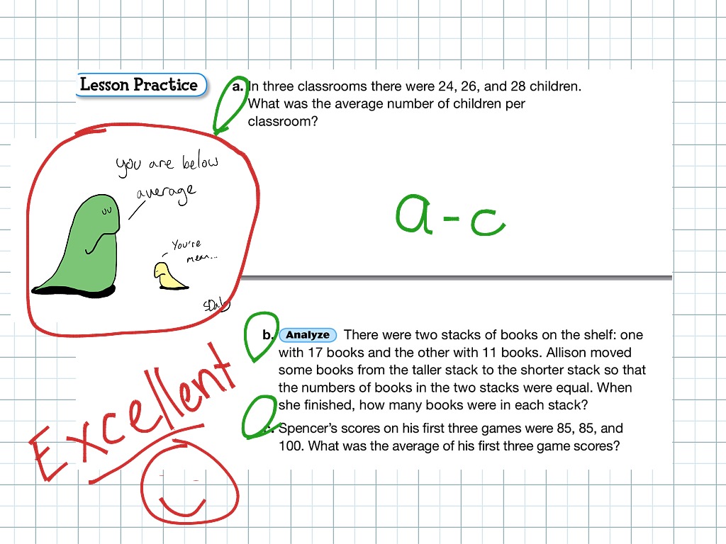 4th Saxon Math Lesson 96 Average | Math, Elementary Math | ShowMe