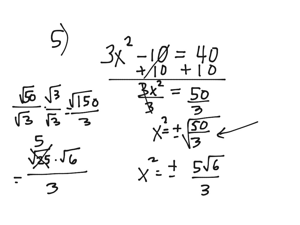 Solving quadratic equations | Math, Algebra 2, Radicals | ShowMe